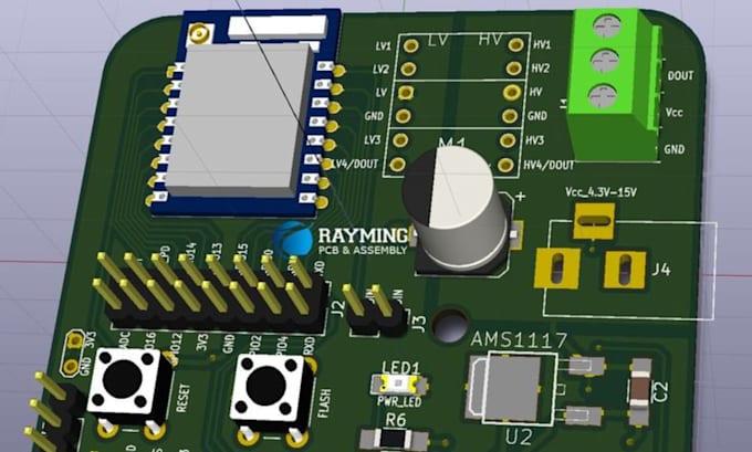 Do electronics pcb circuit design, pcb layout in kicad, proteus, easyeda, altium
