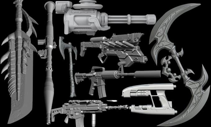 Scuplt 3d cosplay weapons props 3d airsoft gun model accessory for 3d ...