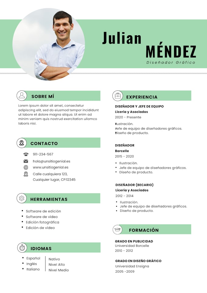 Redactaré y diseñaré tu cv profesional para destacar en el mundo ...