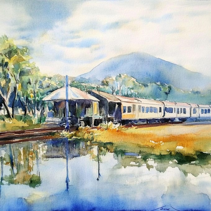 Do impressionism watercolor landscape painting by Maumoceros | Fiverr