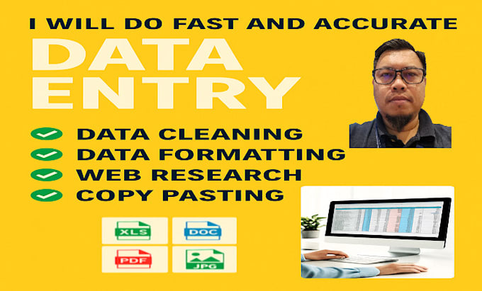 Do accurate and fast data entry in excel, google sheets or pdf by Aizat ...