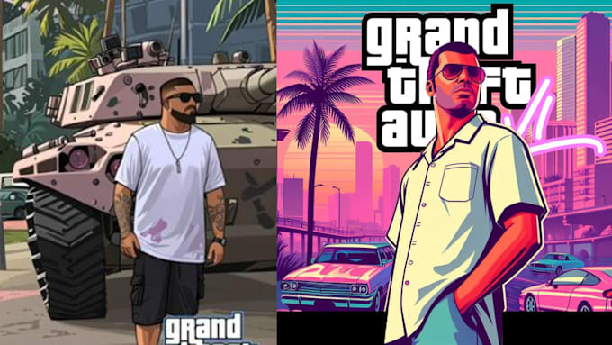 Draw gta style illustration vector art potrait realistic drawing vector ...