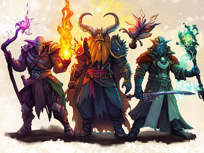 Draw dnd party art, pathfinder group, and fantasy characters ...