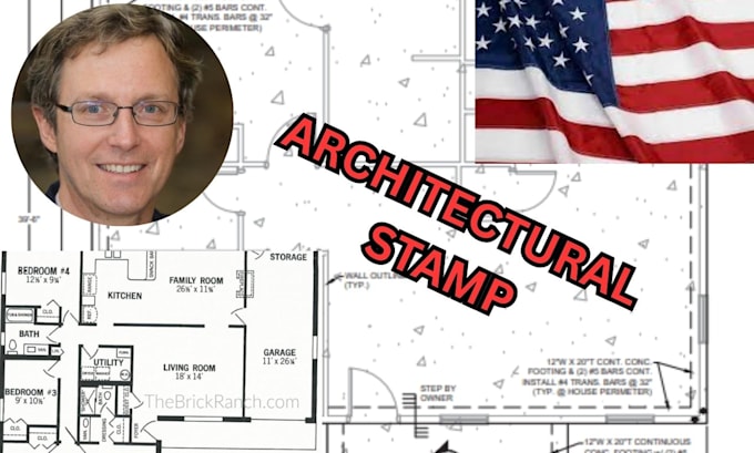 Sign, stamp architectural drawing, site plan, floor plan for city ...