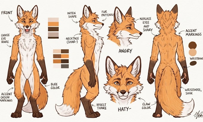 Furry reference sheet, fursona character sheet furry art reference sheet by Fredrick_artp | Fiverr