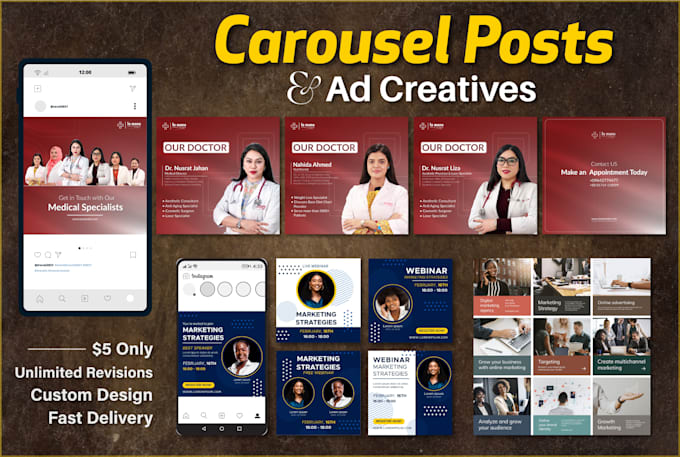 Create high converting carousel posts and social media ads by Designershahed1 | Fiverr