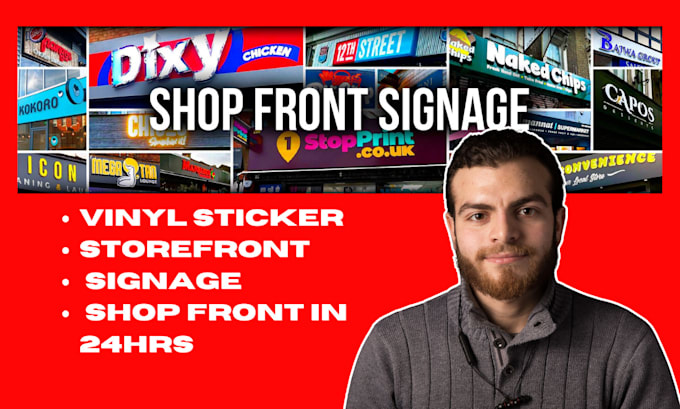 Design and create vinyl sticker, storefront signage for your shop front ...