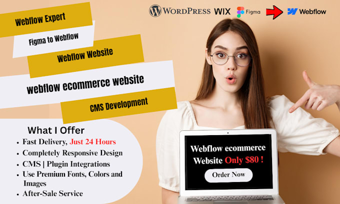 Design, develop webflow ecommerce website with webflow cms and animation by Nodeexpert | Fiverr