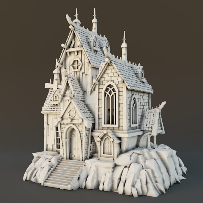 Design medieval 3d terrain,viking terrain,house,towers,ruin,trpg,3d ...
