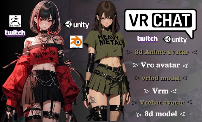 Create custom vrchat avatar furry 3d vrc anime avatar vriod 3d model ...