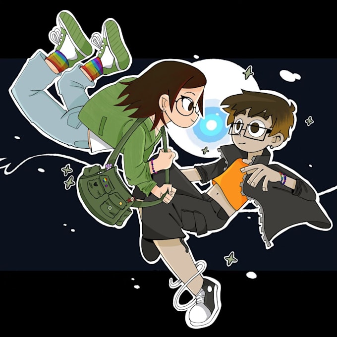 Draw you and your partner in the viral scott pilgrim frame by Horself ...