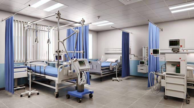 Redesign 2d to 3d hospital, laboratory,surgery room, pharmaceutical ...