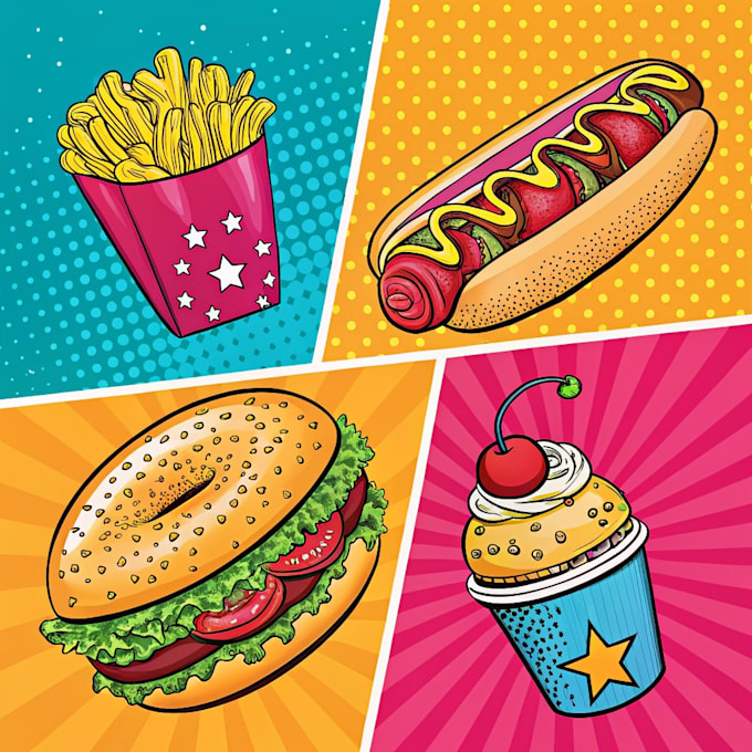 Design food pop art of your food by Camalo_ferre | Fiverr