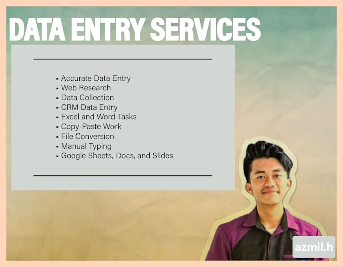 Do accurate data entry, copy paste, excel task, and data collection by Azmil99 | Fiverr