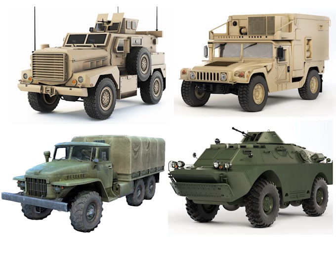 Vehículo militar, modelo de coche en 3d, tanque blindado ...