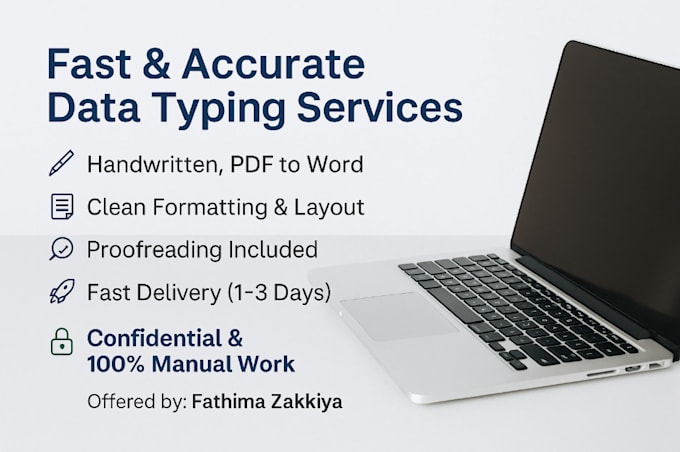 Data typing and conversion services online by Fathimazakkiya | Fiverr