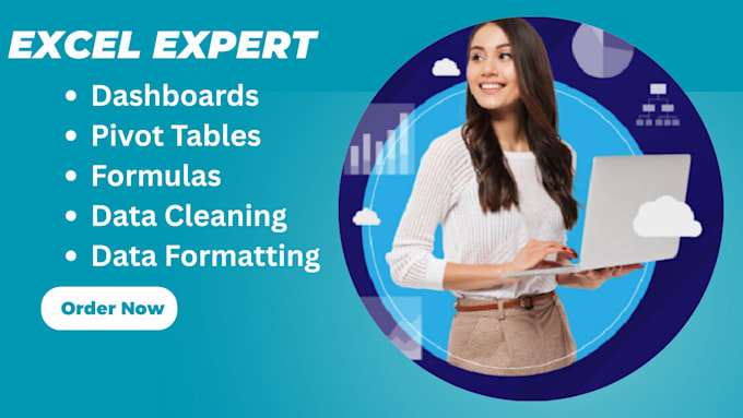 Be expert in excel cleaning, graphs, pivot tables, formulas, dashboards ...