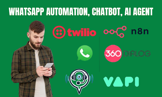 Build whatsapp ai chatbot automation api workflow voice agent vapi twilio n8n by Smith55436 | Fiverr