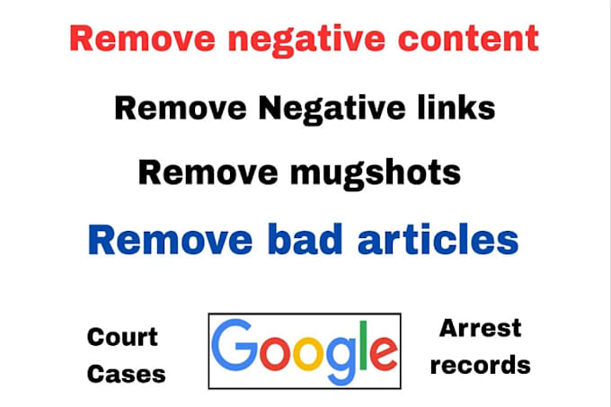 Remove mugshot, delete negative links, cases, arrest records, articles ...