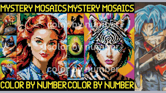 Create pixel art mosaic mystery book color by number mandala for amazon ...