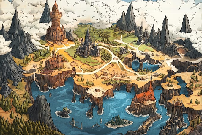 Design a custom fantasy map illustration for country by Arabella454 ...