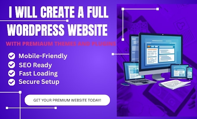 Create a full wordpress website with premium themes and plugins by Creative945 | Fiverr