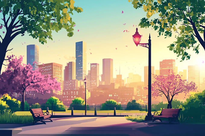 Draw a flat vector landscape illustration by Henricoer | Fiverr