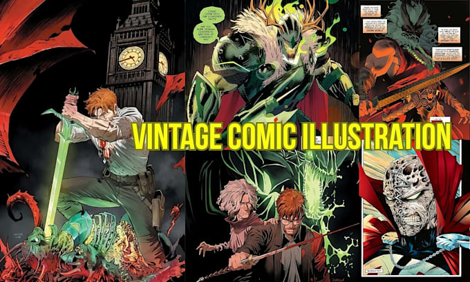 Draw vintage comic illustration graphic novel retro comic page 80s 90s ...
