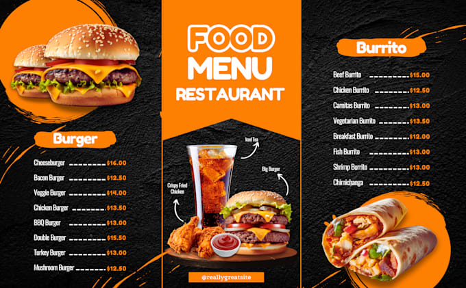 Create a professional food menu design with price listing by ...