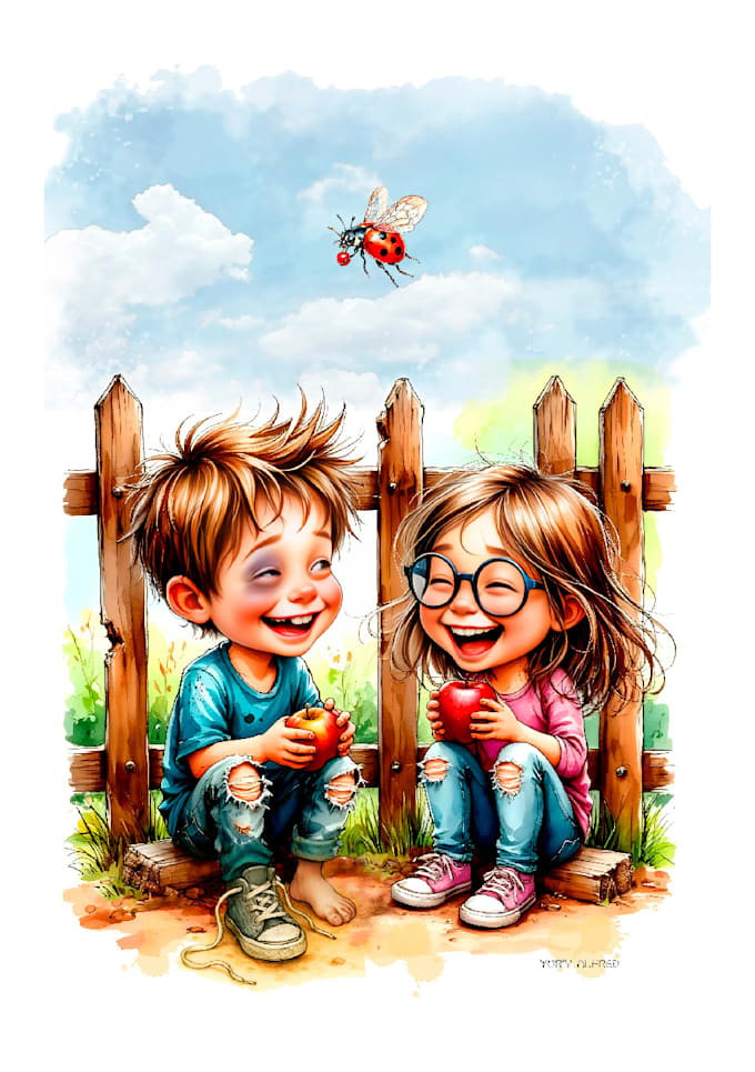 Draw joyful children illustrations for your projects by Yuriphotofix ...