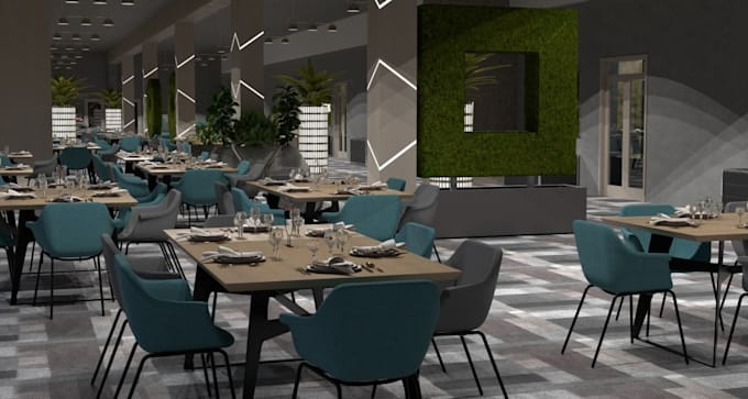 3d event venue, hall interior rendering,hall way design, standard ...