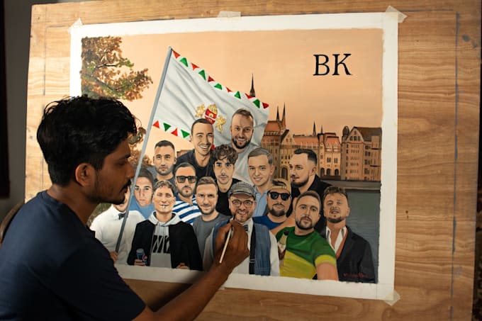 Hand paint group portraits in oil painting on canvas, free shipping by ...