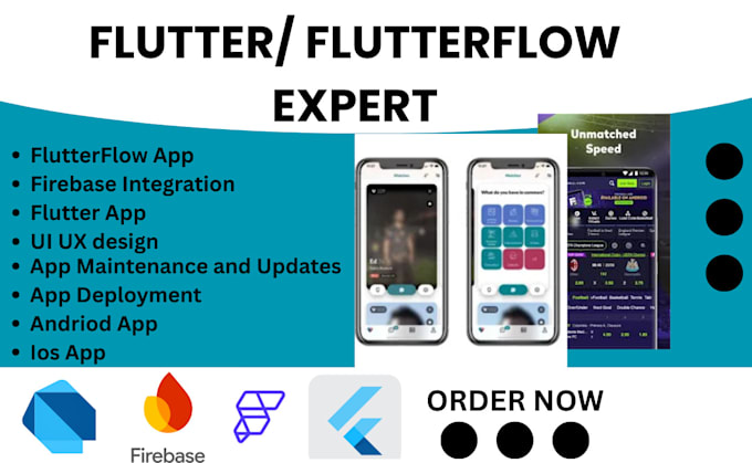 Develop fix design flutter and flutterflow app with dart, firebase, api ...