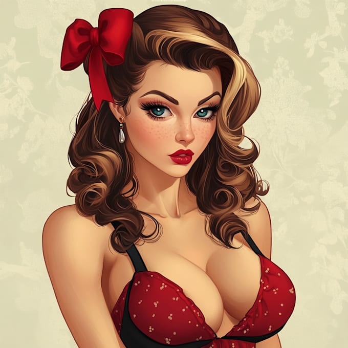 Draw your pin up girl nsfw art in a retro style or nsfw by Climwyr | Fiverr