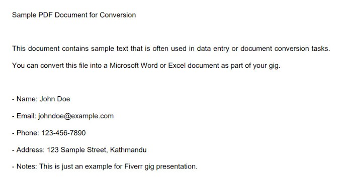 Do data entry copy paste typing and pdf conversion by Kshhub | Fiverr
