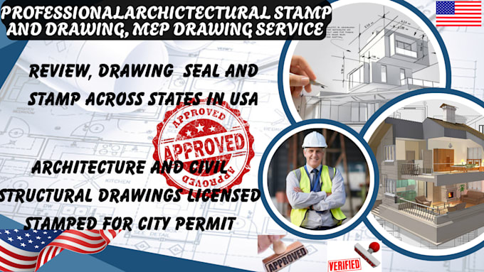 Do architectural stamp and drawing city permit blueprint across usa by ...