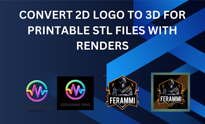 Convert 2d logo to 3d for printable stl files with renders by ...