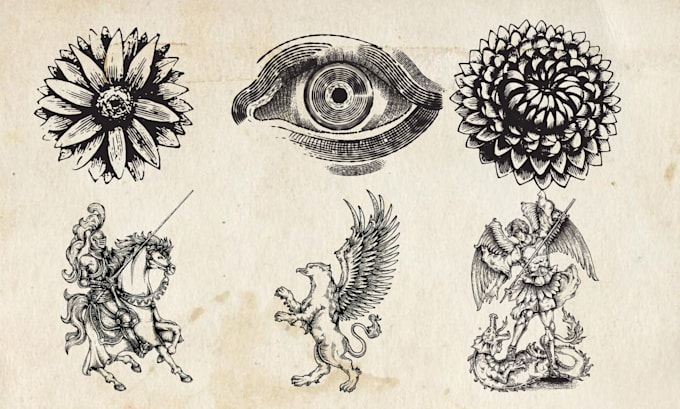 Draw vintage engraving style tattoo in detailed blackwork design by ...