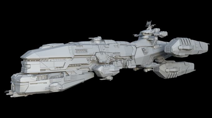 Sculpt 3d spaceship model, hard surface sci fi model starship model for ...