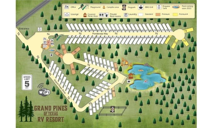 Design rv park campground map parking plan dog park vector map by ...