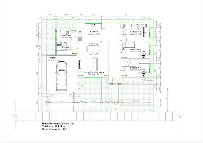 Redraw dimensioned floor plan in autocad by Nicolas_kimura | Fiverr