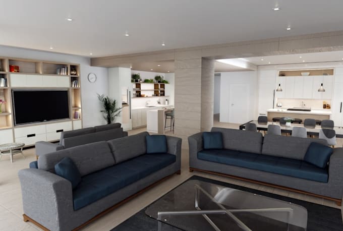Redesign 3dluxurious interior apartment,realistic render,furniture ...