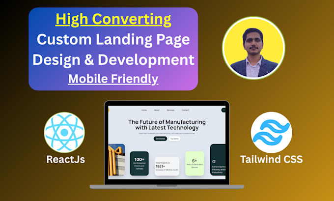 Design and build a professional custom landing page with react and tailwind by Pixel_and_logic ...