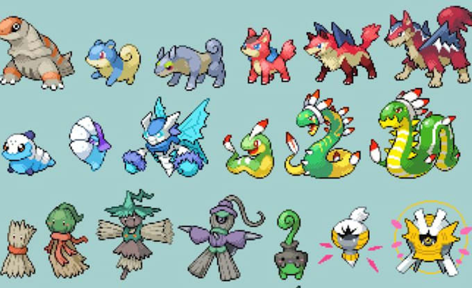 Make and animate 2d pixel art character pokemon,fakemon sprite trainer ...