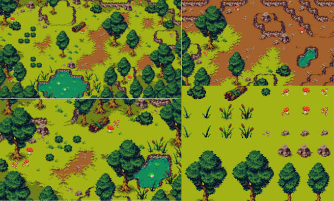Do 2d pixel art game assets top down pixel tileset tile map sprite sheet rpg by Isaacfranklin19 ...