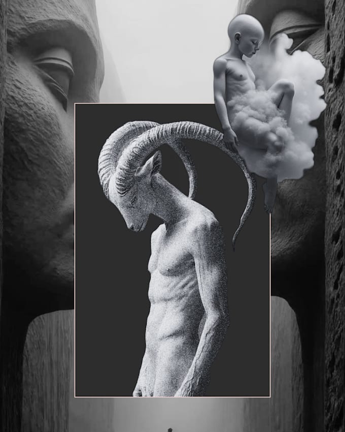 Unique digital art collage high resolution, ready to print by ...