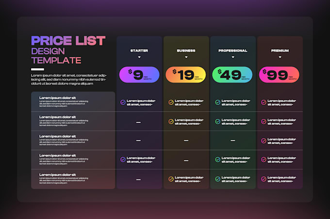Design custom price list, price table, menu for businesses by Cybifyze ...