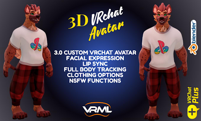 Create custom vrchat avatar 3d furry model anime model vseeface fursona ...