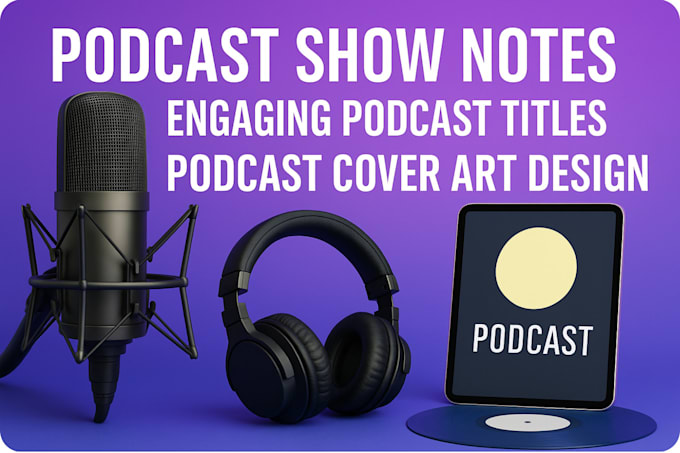 Write seo podcast show notes, create episode titles, and design cover ...