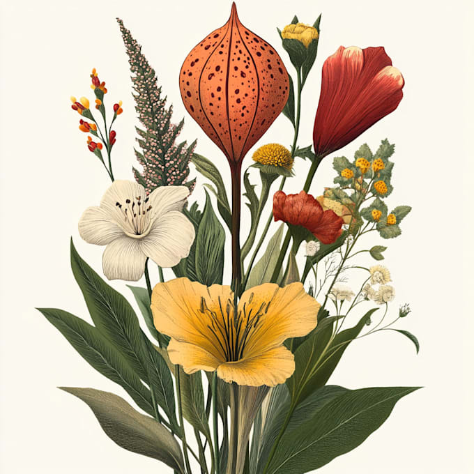 Draw botanical flower plants scientific illustration by Ushaaters | Fiverr